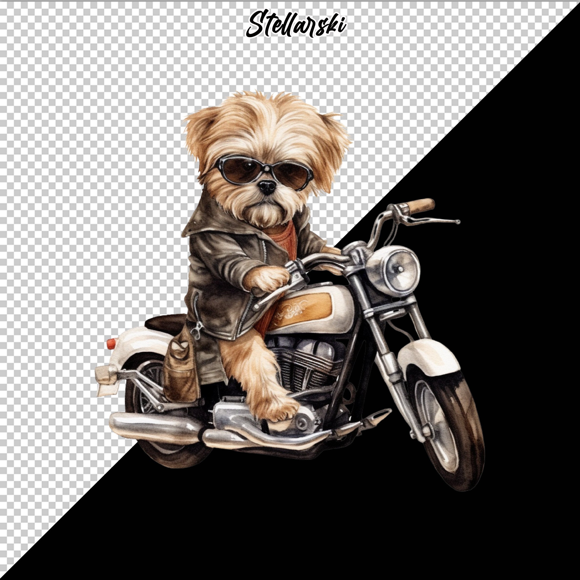 Biker Dogs Clipart | Motorcycle Dog PNG | Watercolor Dogs on Bikes ...