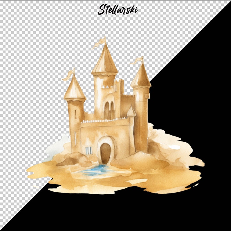 Watercolor Sandcastle Clipart Bundle, Sand Castle Clipart, Sandcastle ...