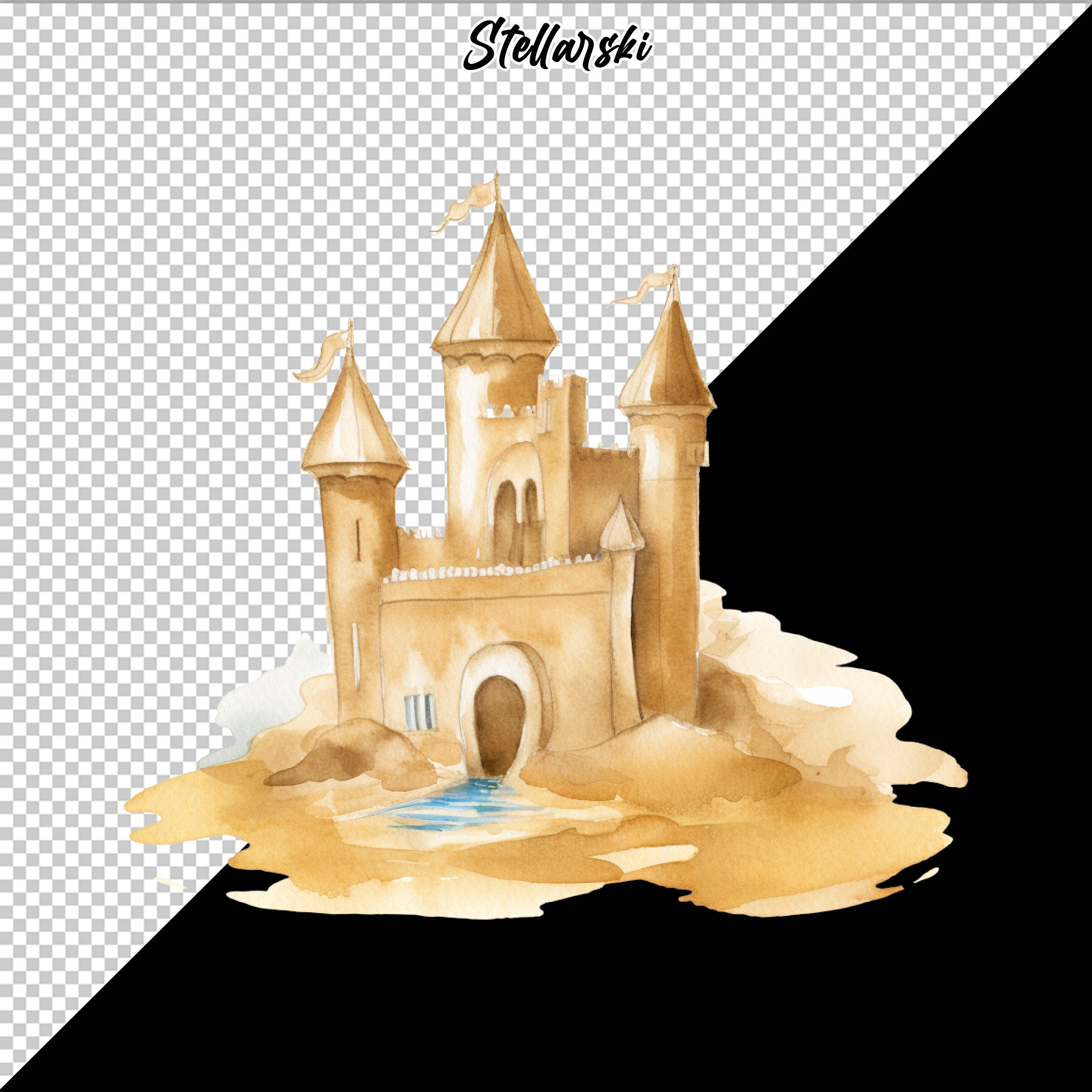 Watercolor Sandcastle Clipart Bundle, Sand Castle Clipart, Sandcastle ...