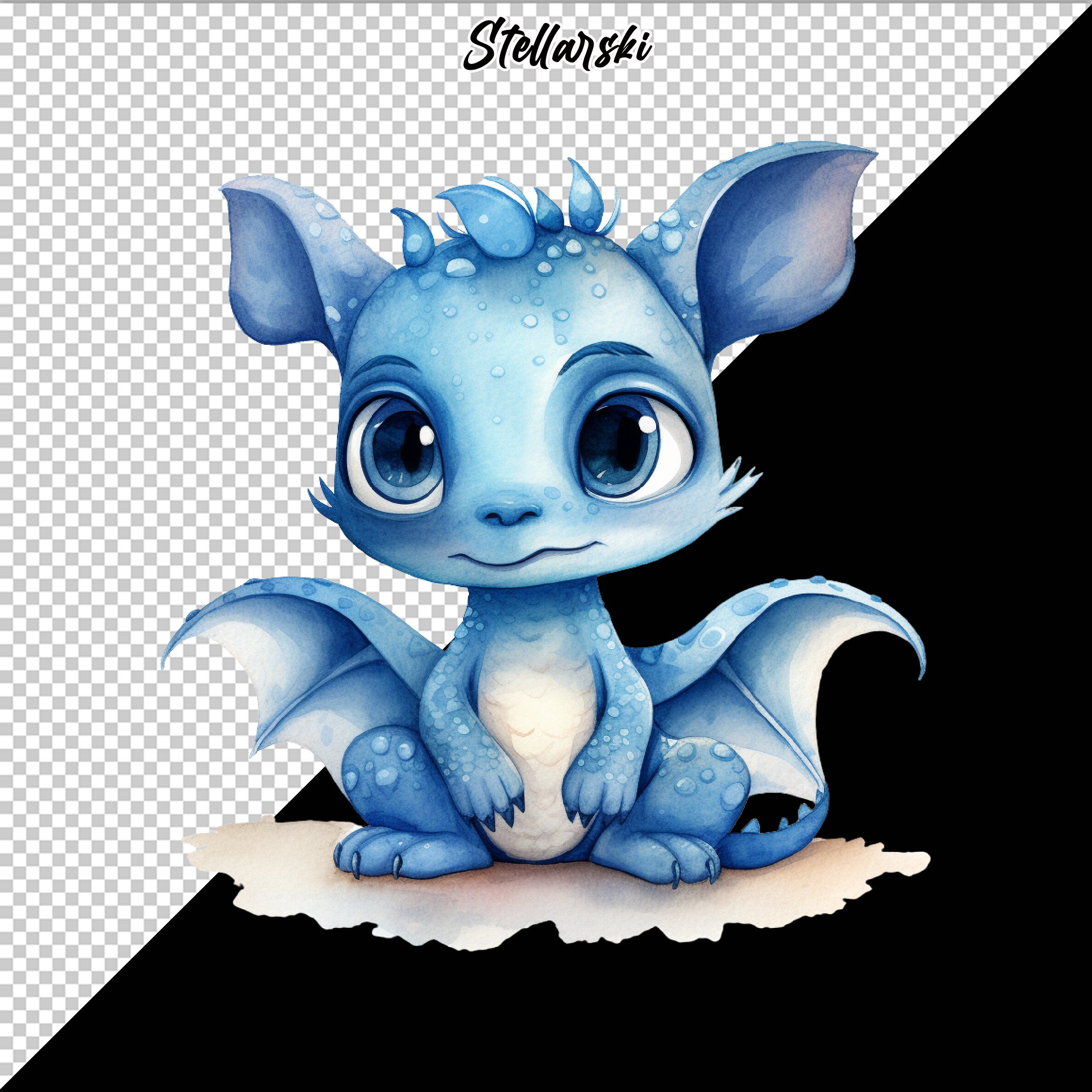 Magic Baby Blue Dragons Clipart Bundle, Watercolor Colorful Dragons ...