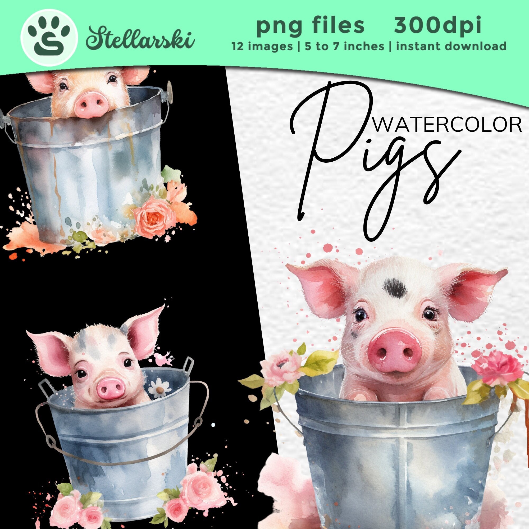 Cute Pig Farm Clipart Sublimation PNG Cute Animals Downloads PNG ...