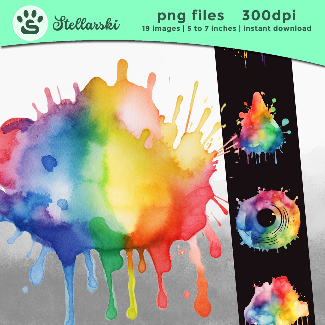 Paint Splatter PNG Colorful Splotches Clipart Cute Colorful Background ...
