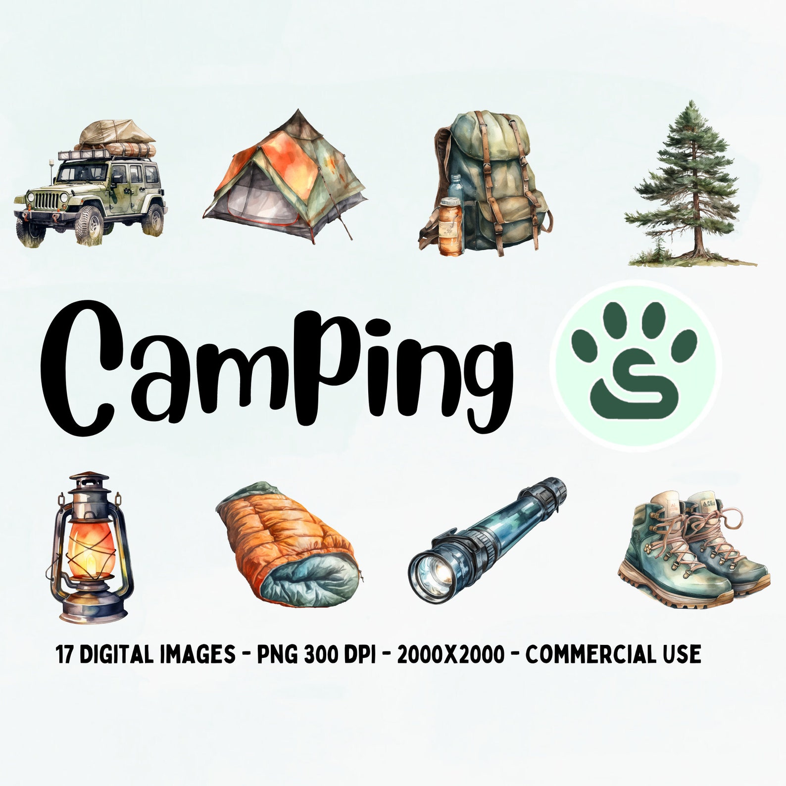 Camping PNG Camper Clipart Watercolor Tent PNG Outdoors Clipart Forest ...