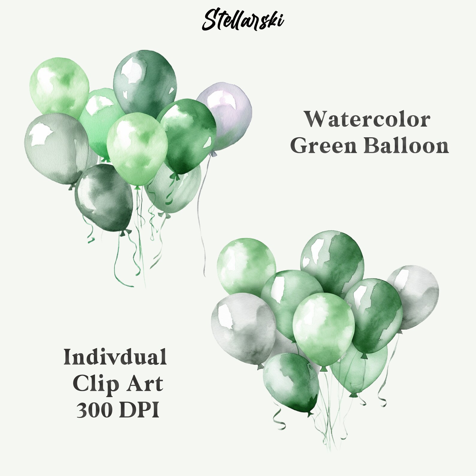 Watercolor Balloons Clipart Png, Green Balloon Clipart, Birthday ...