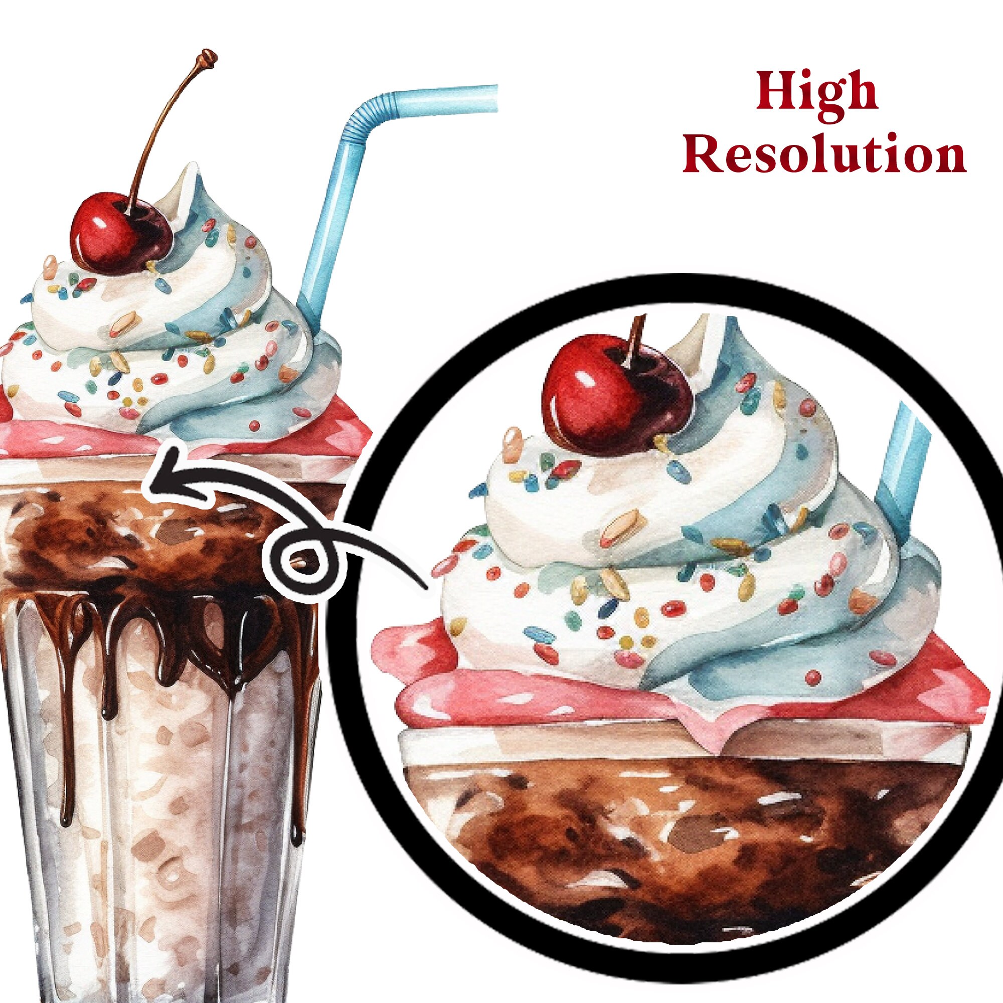 Milkshake Clipart Watercolor Ice Cream Images Summer Drinks Dessert PNG ...