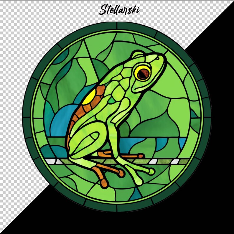 Frog Clipart - 9 High Quality Pngs - Stained Glass Clipart - Stained Glass Frog PNG - Toad Art ...