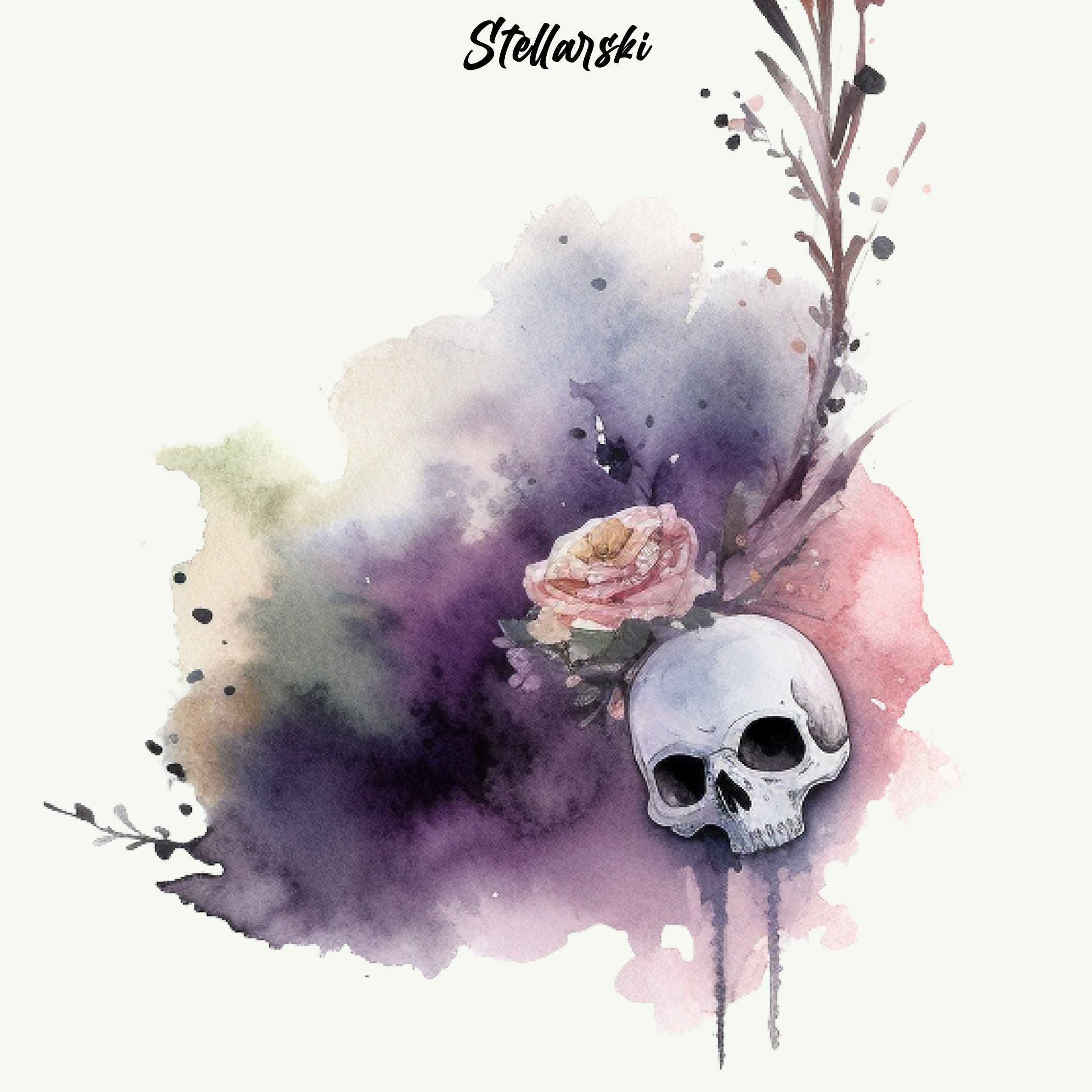 Watercolor Gothic Skulls Clipart PNG, Dark Skull Clipart, Gothic ...