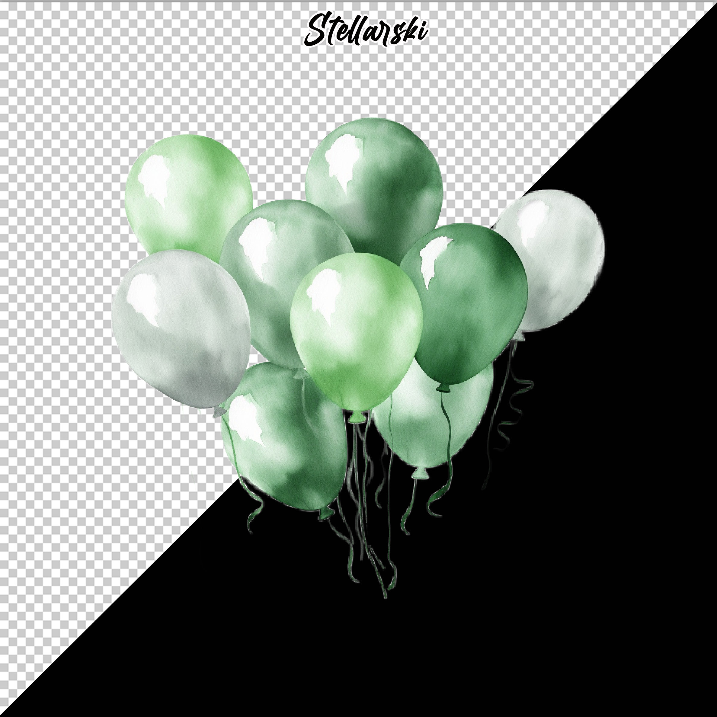 Watercolor Balloons Clipart Png, Green Balloon Clipart, Birthday ...