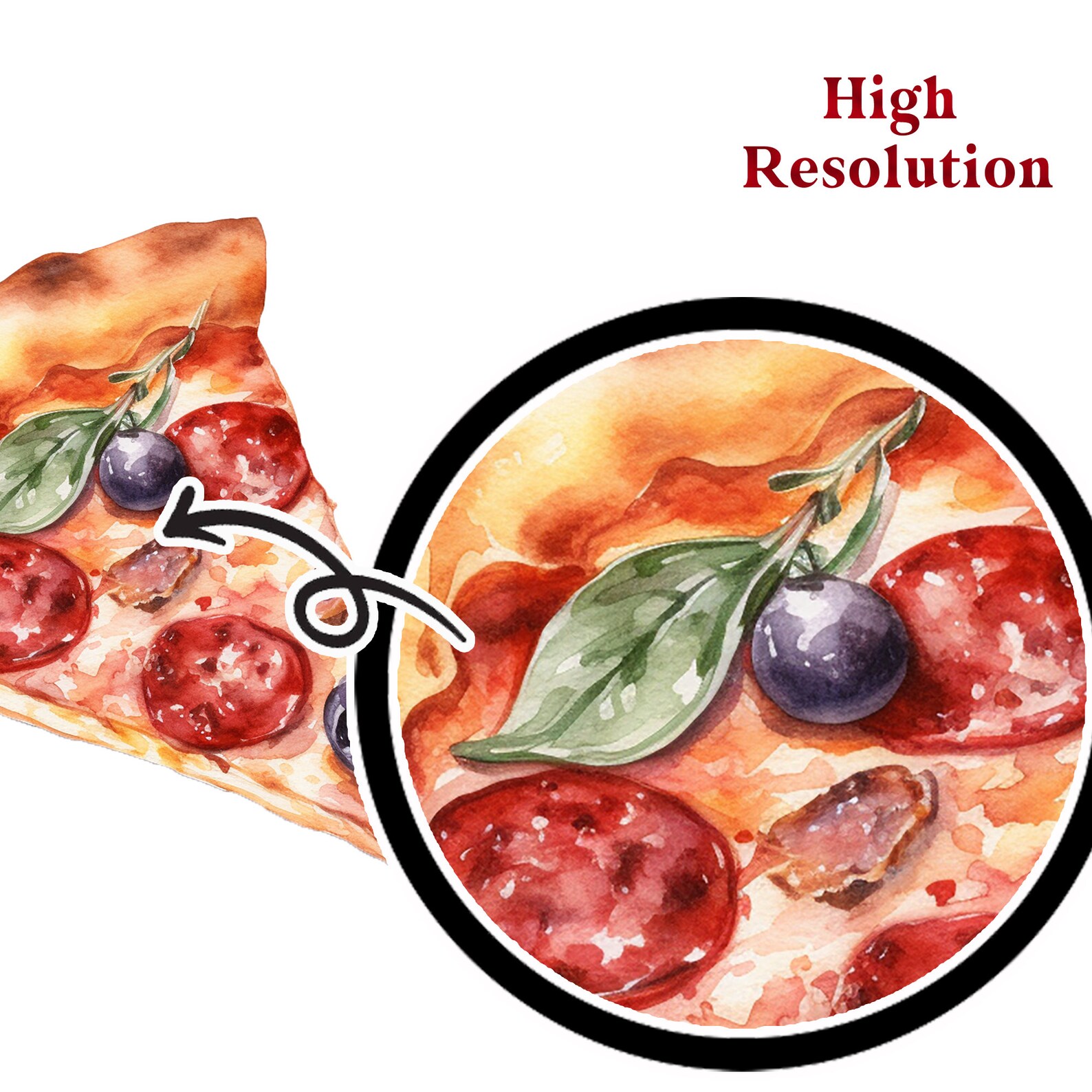Watercolor Pizza Clipart | Fast Food PNG | Cheese Pizza PNG | Food ...