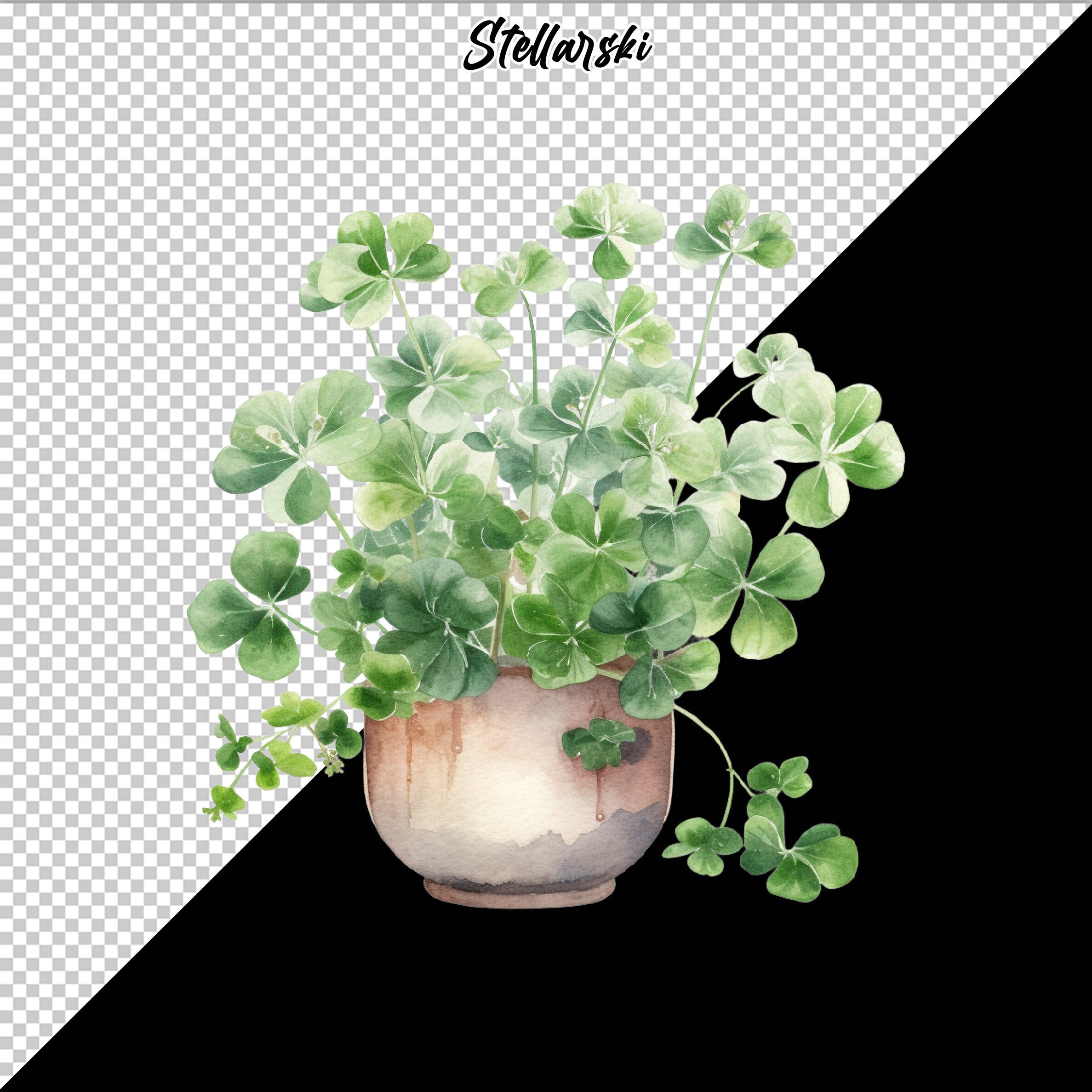 Watercolor Clover Clipart Bundle, Floral Shamrock, Spring Clipart ...