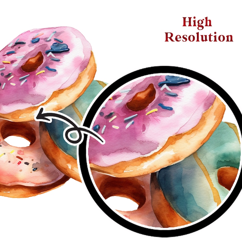 Watercolor Donut Clipart, Sweet Bakery Food Clip Art, Birthday Party ...