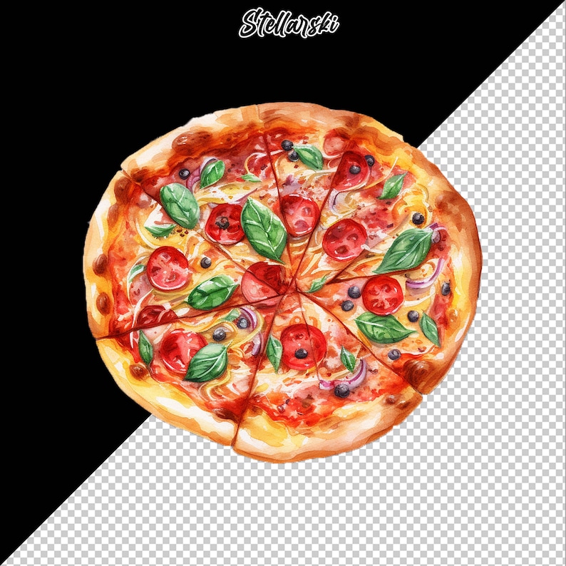 Watercolor Pizza Clipart | Fast Food PNG | Cheese Pizza PNG | Food ...