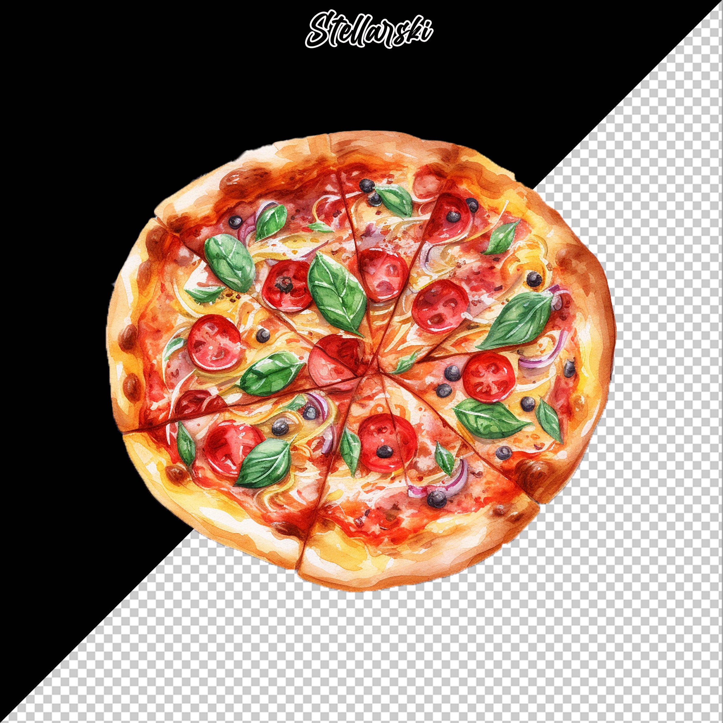 Watercolor Pizza Clipart | Fast Food PNG | Cheese Pizza PNG | Food ...