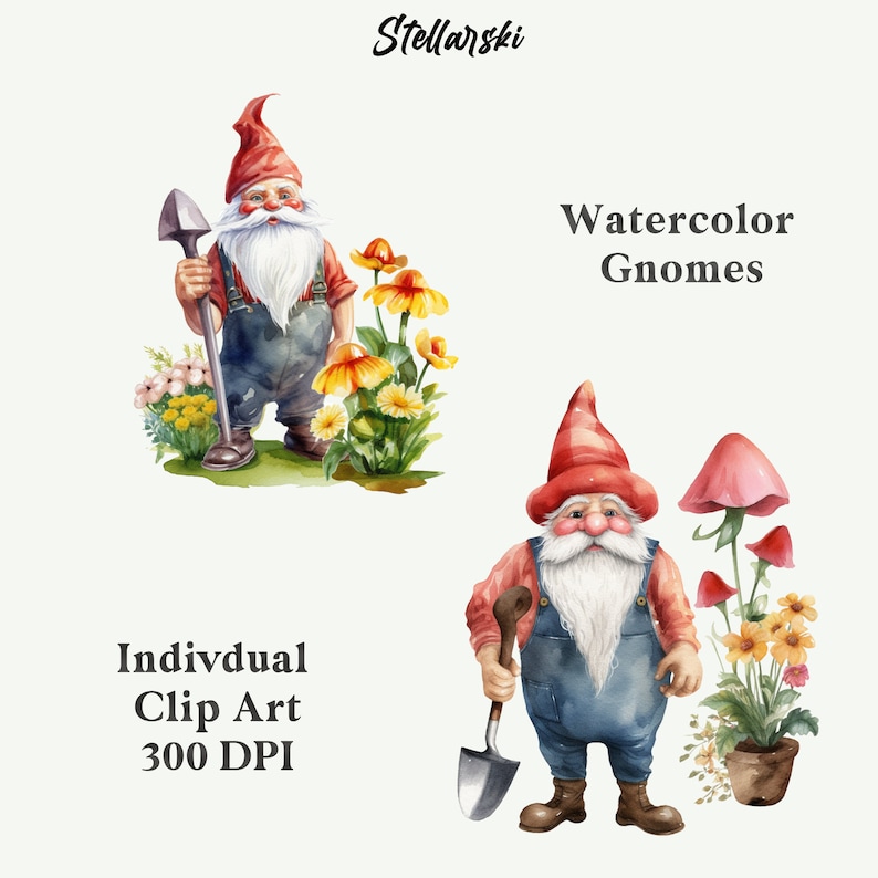 Garden Gnome PNG Gnome Clipart Set Watercolor Gnomes Spring Clipart ...