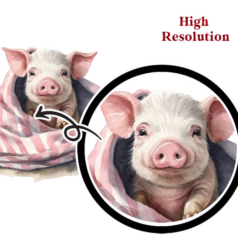 Pigs PNG Pink Piglet Clipart Cute Colorful Pigs PNG Watercolor Pig Clipart Lovely Baby Pigs Full ...