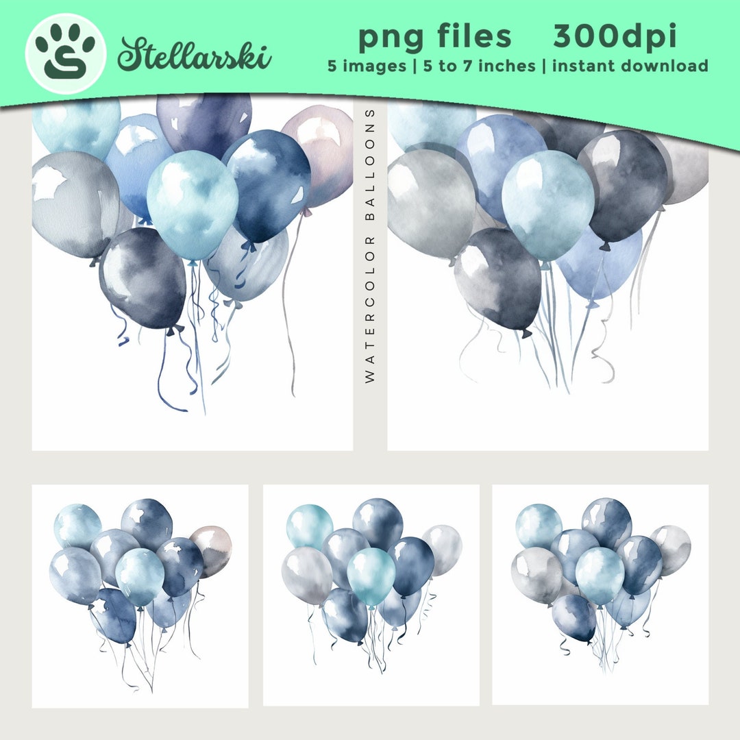 Birthday Clipart, Party Clipart, Happy Birthday, Blue Balloons Clipart ...