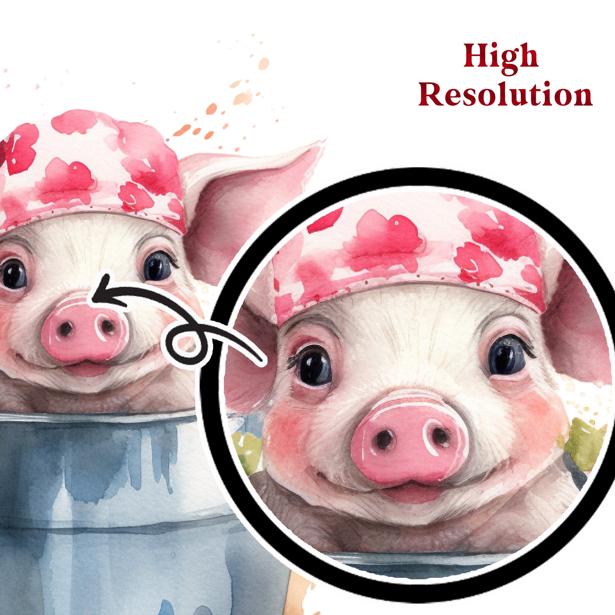 Cute Pig Farm Clipart - Sublimation PNG Cute Animals Downloads - PNG ...