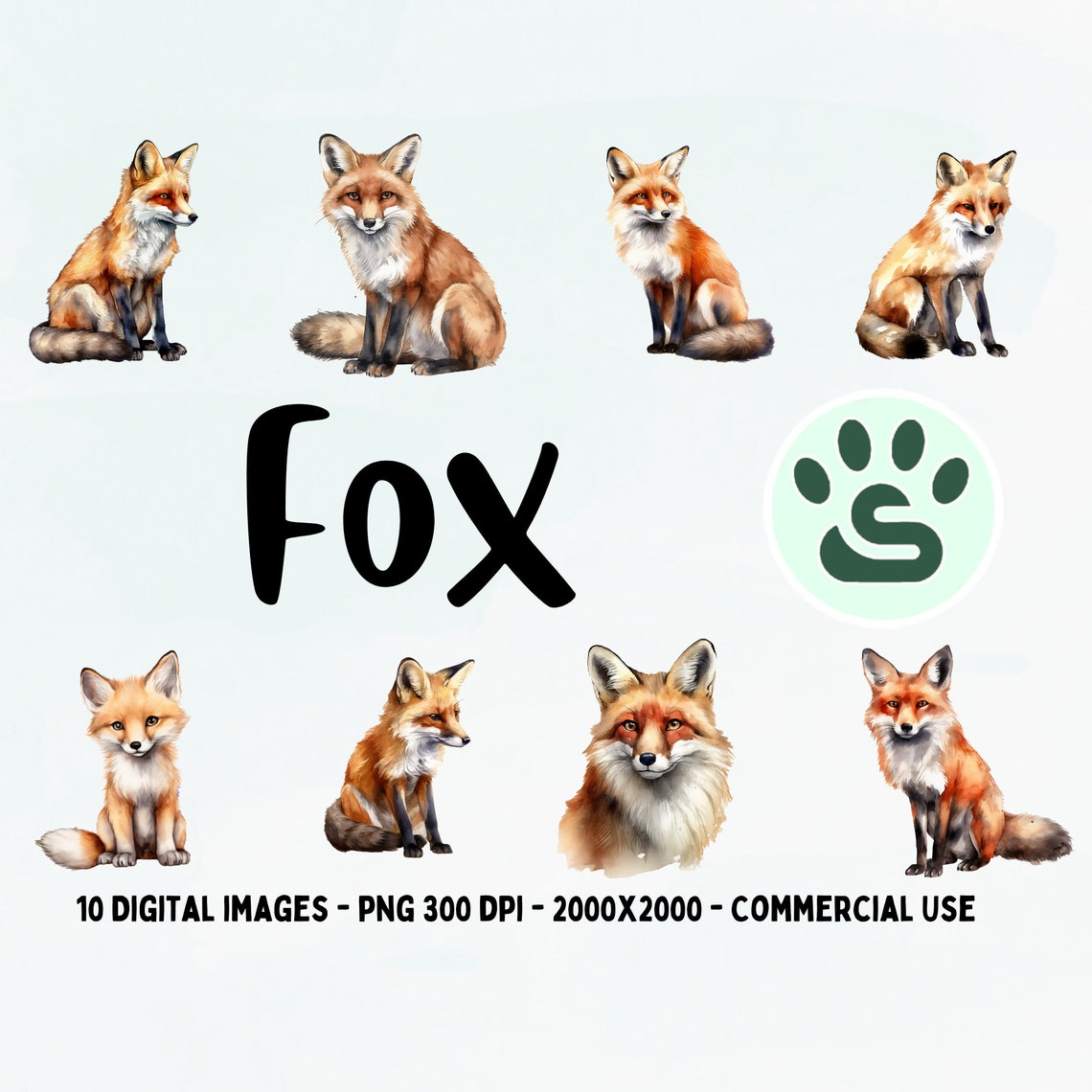 Watercolor Fox Clipart Cute Baby Fox PNG Nursery Decor - Etsy