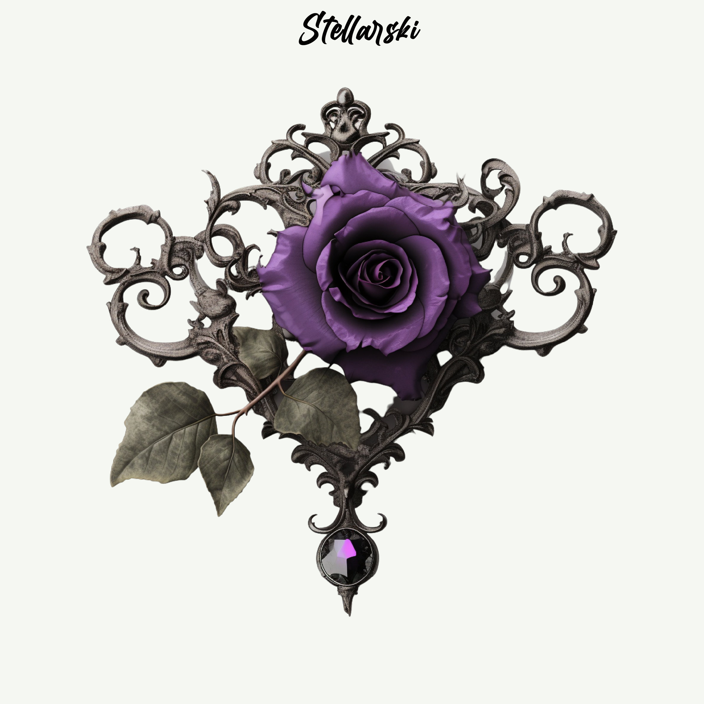 13 Gothic Purple Rose Clipart Pack | PNG | Fantasy Clipart | Floral ...