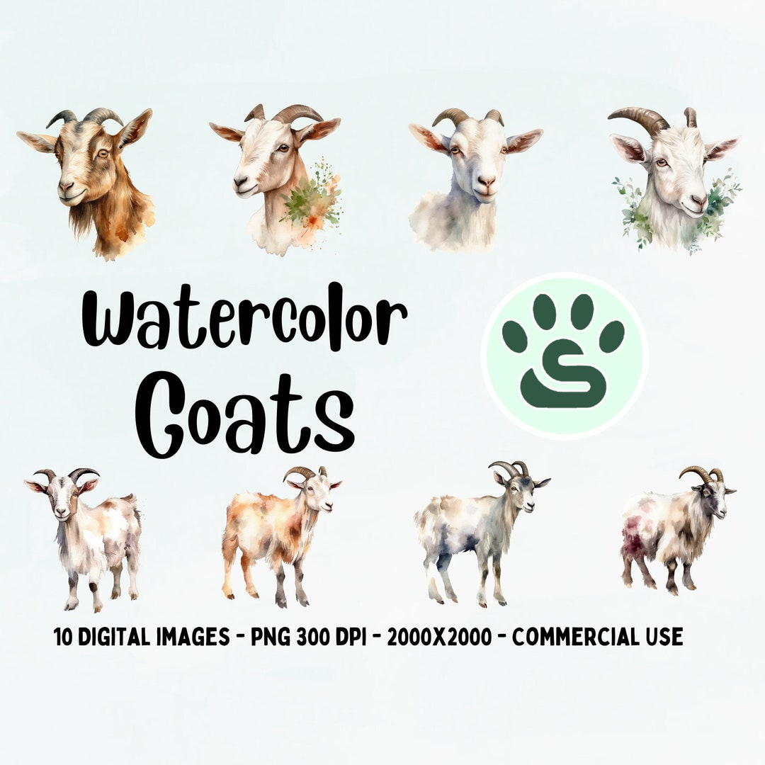 Watercolor Goat Clipart | Farm Animals PNG | Farm Animals | Watercolor ...