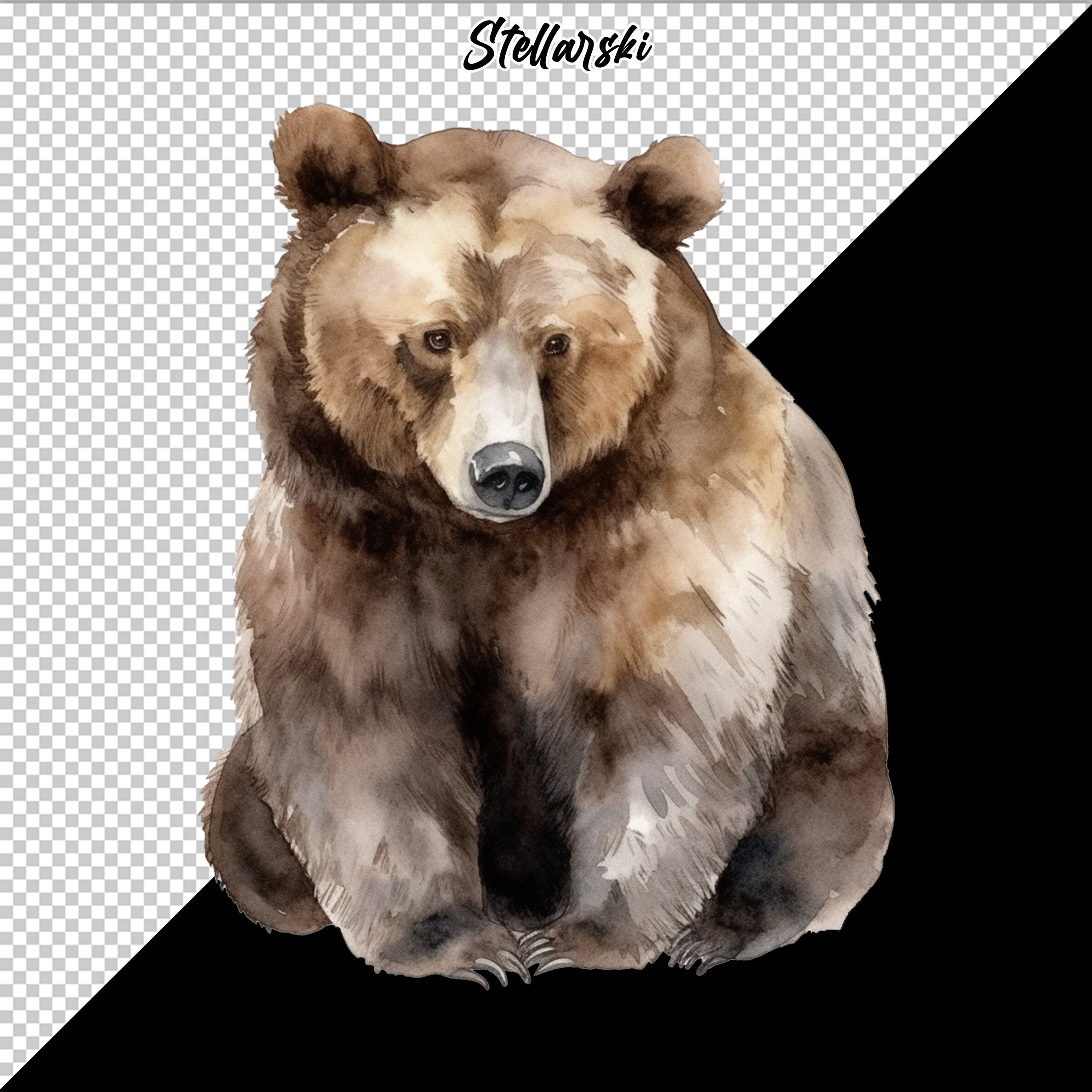 Brown Bear Clipart, Watercolor Cub PNG, Baby Bear Illustration, Teddy ...