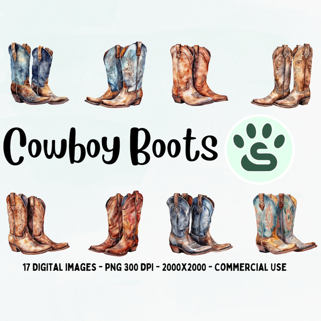 Cute Cowboy Boots PNG | Cowgirl Boots Clipart | Cute Colorful Western ...