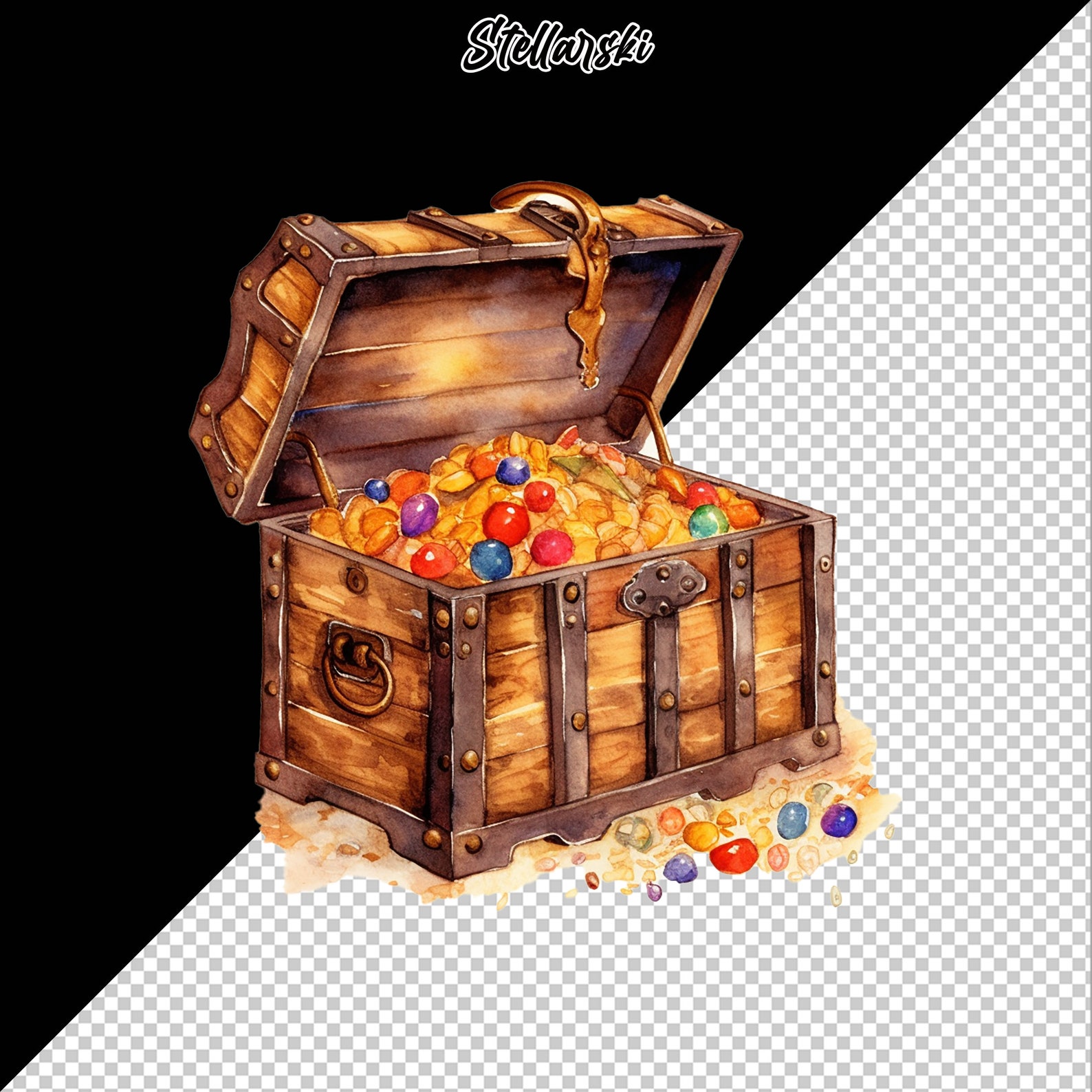 Treasure Chest PNG | Pirate Treasure Chest Clipart | Watercolor Sea ...