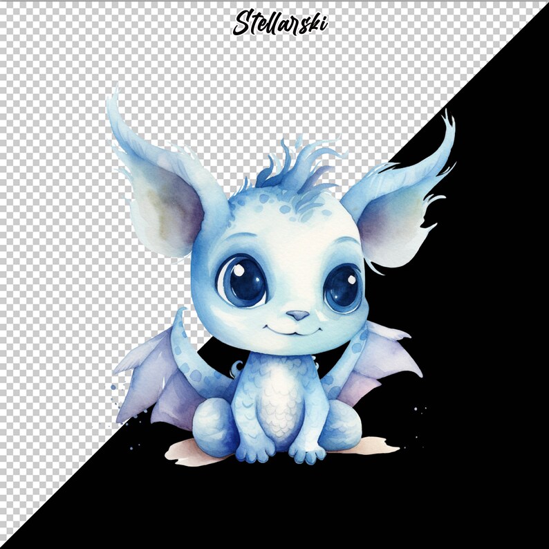 Magic Baby Blue Dragons Clipart Bundle Watercolor Colorful - Etsy