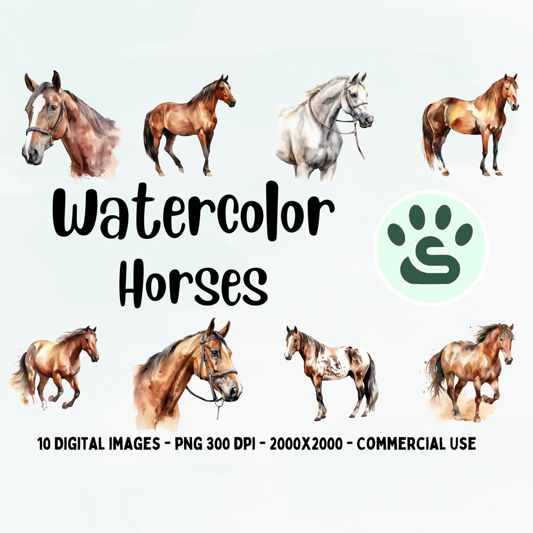 Horse PNG | Horse Clipart Bundle | Watercolor Horse Clipart | Western ...