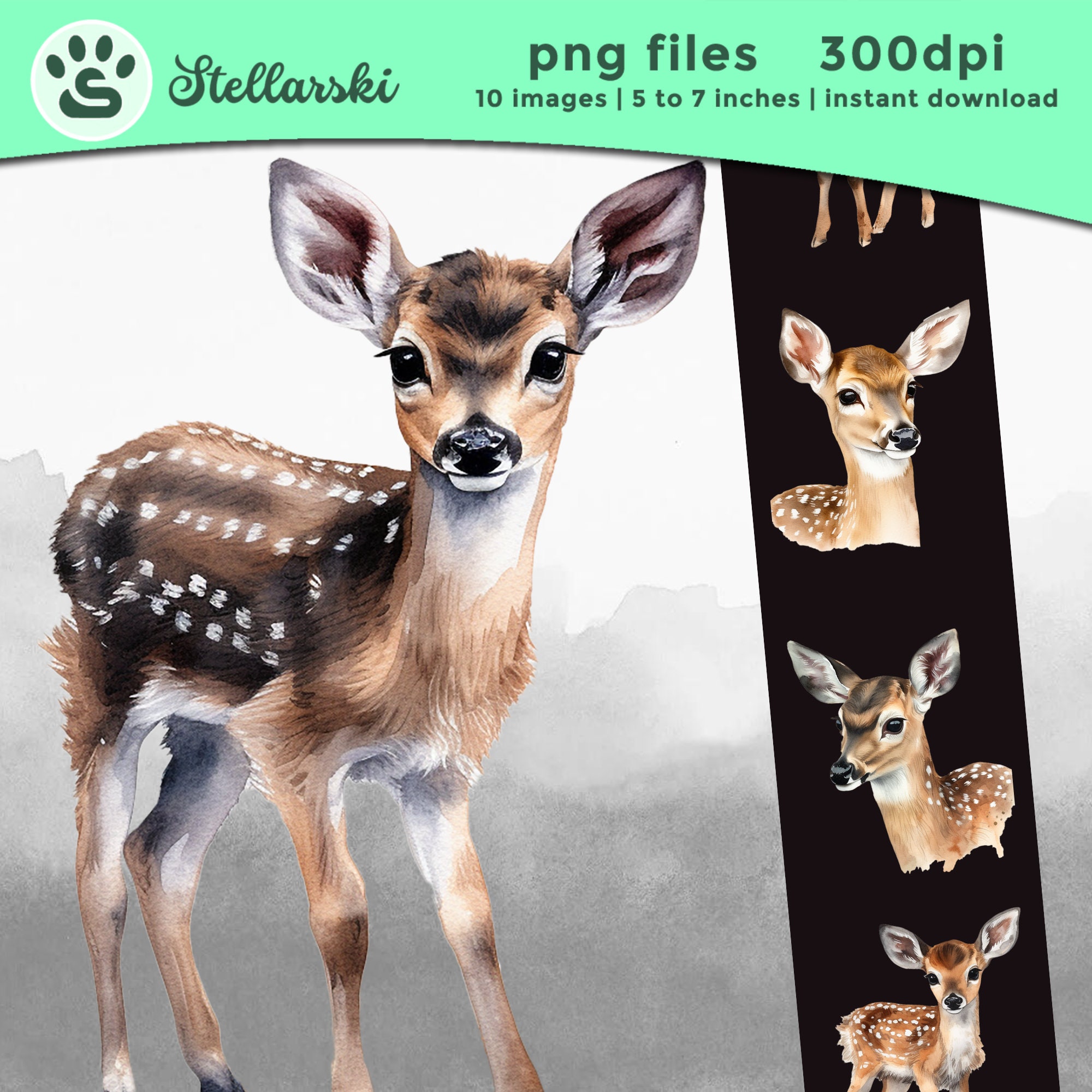 Baby Deer PNG Fawn Clipart Forest Animal PNG Watercolor Deers Clipart ...