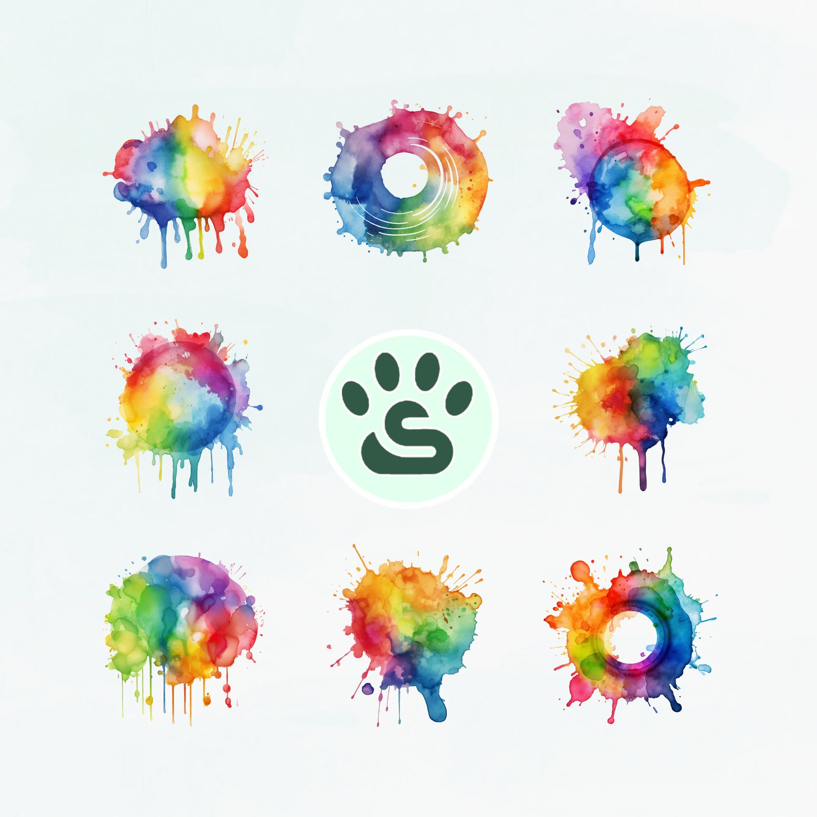Splatter Clipart | Rainbow Paint Splashes PNG | Colorful Paint Splat ...