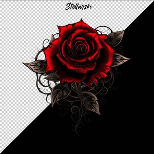 12 Gothic Red Rose Clipart Pack | PNG | Fantasy Clipart | Floral ...