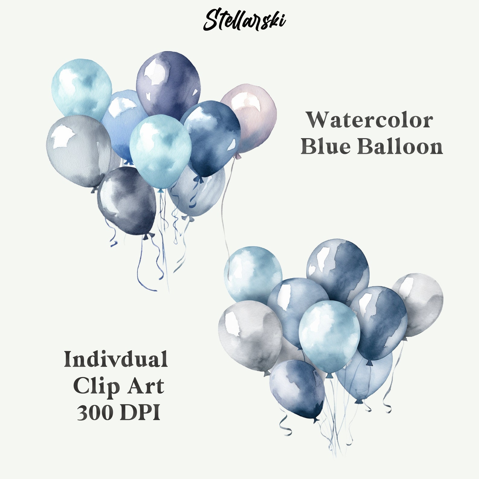 Birthday Clipart, Party Clipart, Happy Birthday, Blue Balloons Clipart ...