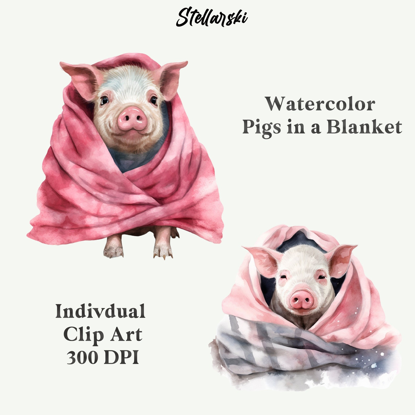 Pigs PNG | Pink Piglet Clipart | Cute Colorful Pigs PNG | Watercolor ...