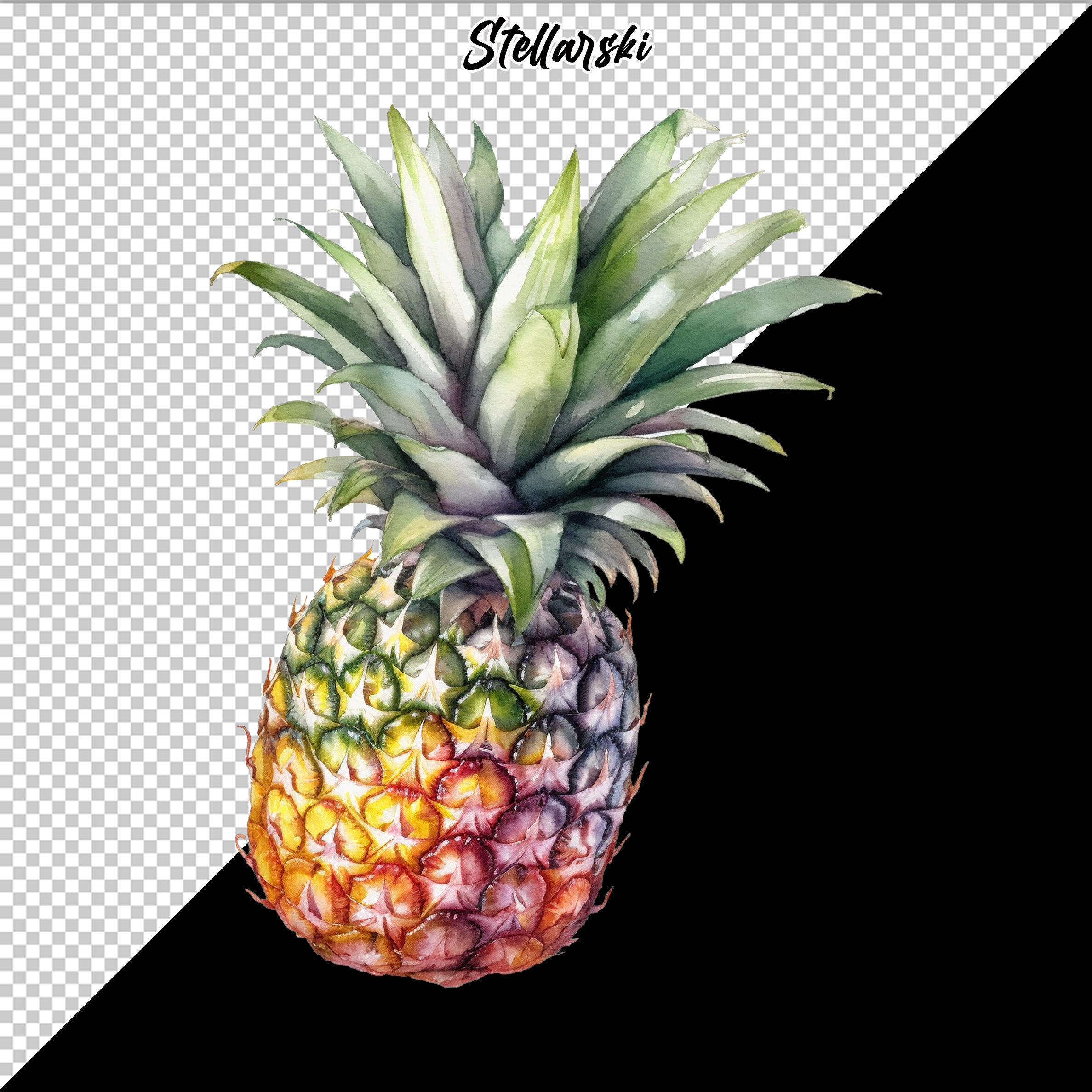 Watercolor Pineapple Clipart Tropical Fruit PNG Fruit Art Instant ...