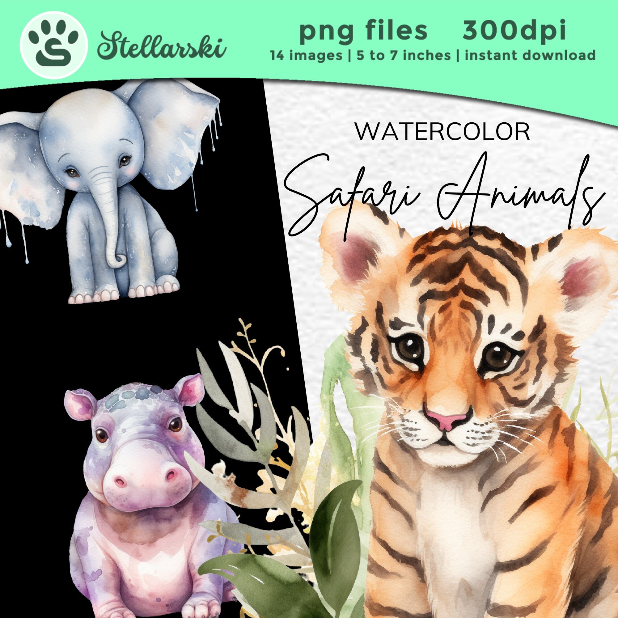 Safari Nursery Clipart, Safari Baby Animal Clipart, Nursery Wall Art ...