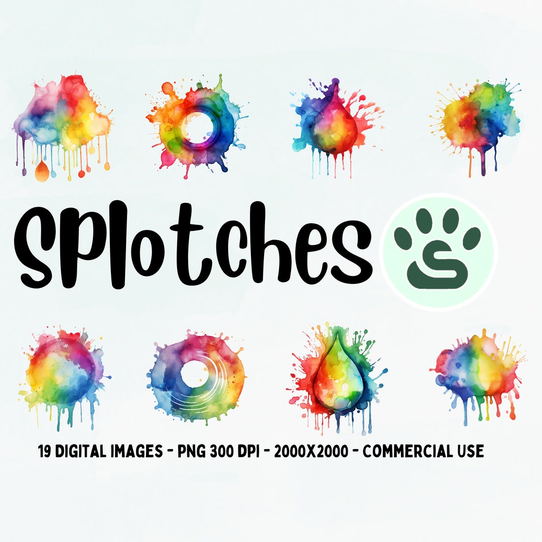Paint Splatter PNG | Colorful Splotches Clipart | Cute Colorful ...