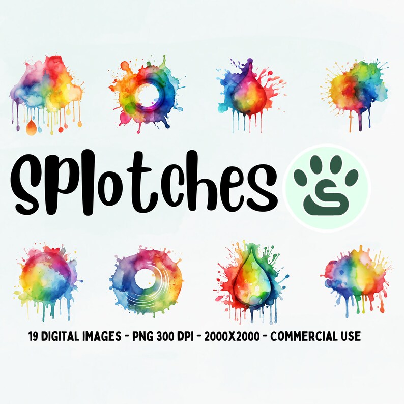 Paint Splatter PNG | Colorful Splotches Clipart | Cute Colorful ...