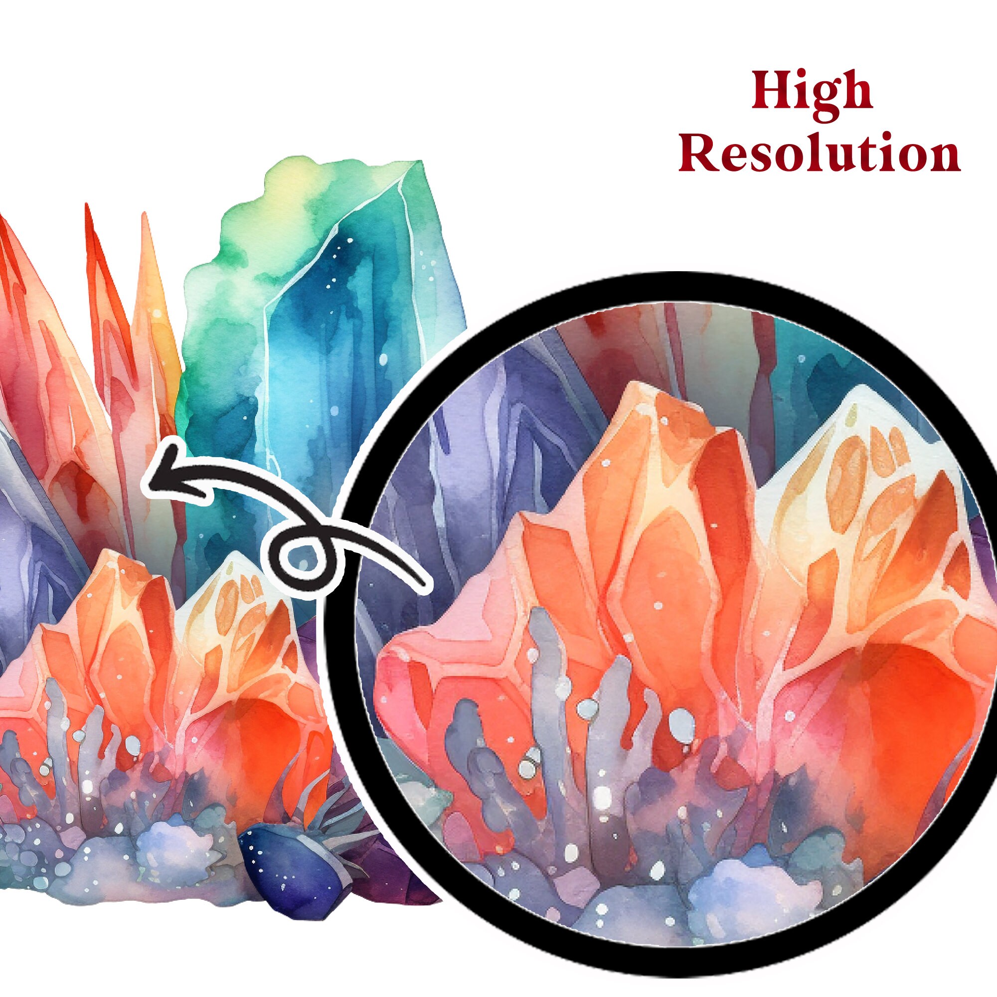 70+ Watercolor Fairy Crystals Clipart, PNG, Full Commercial Use, Fairy ...