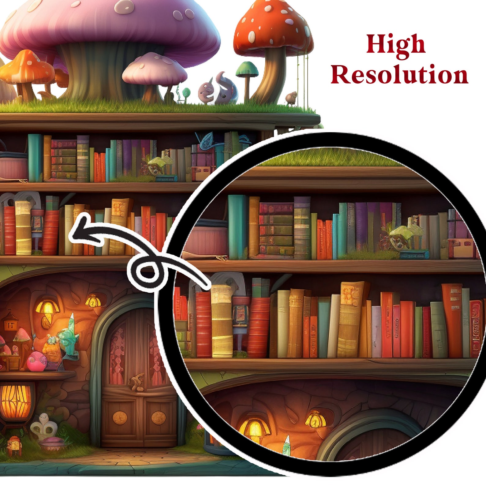 12 Watercolor Magical Book Shelf Clipart, PNG, Full Commercial Use ...