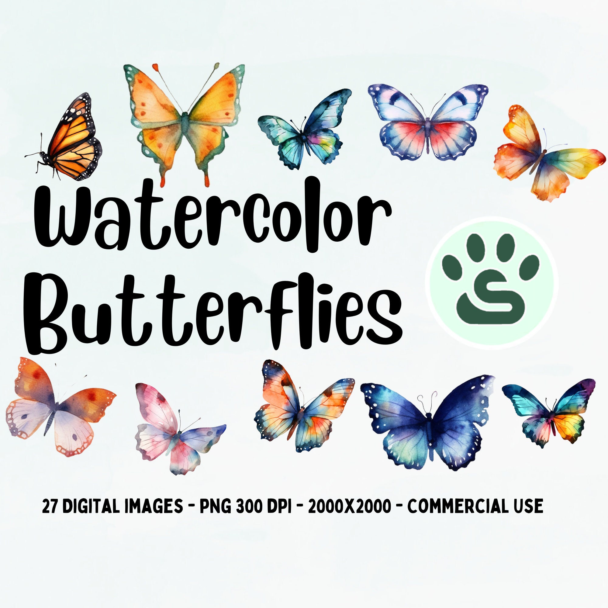 Colorful Butterfly Clipart Watercolor Butterflies PNG - Etsy