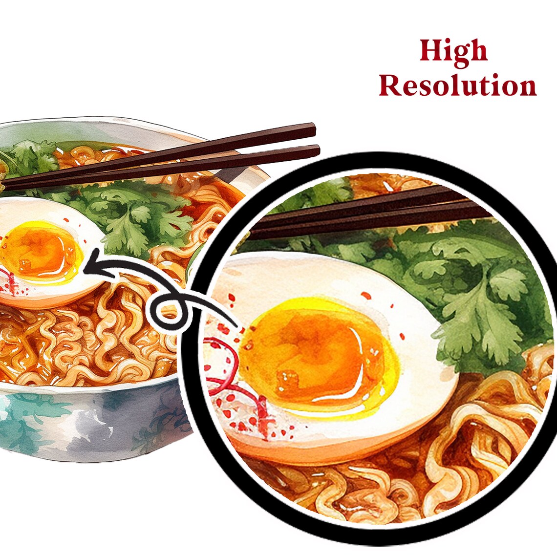Watercolor Ramen Bowl Clipart Ramen PNG Soup Graphic PNG Kawaii Food ...