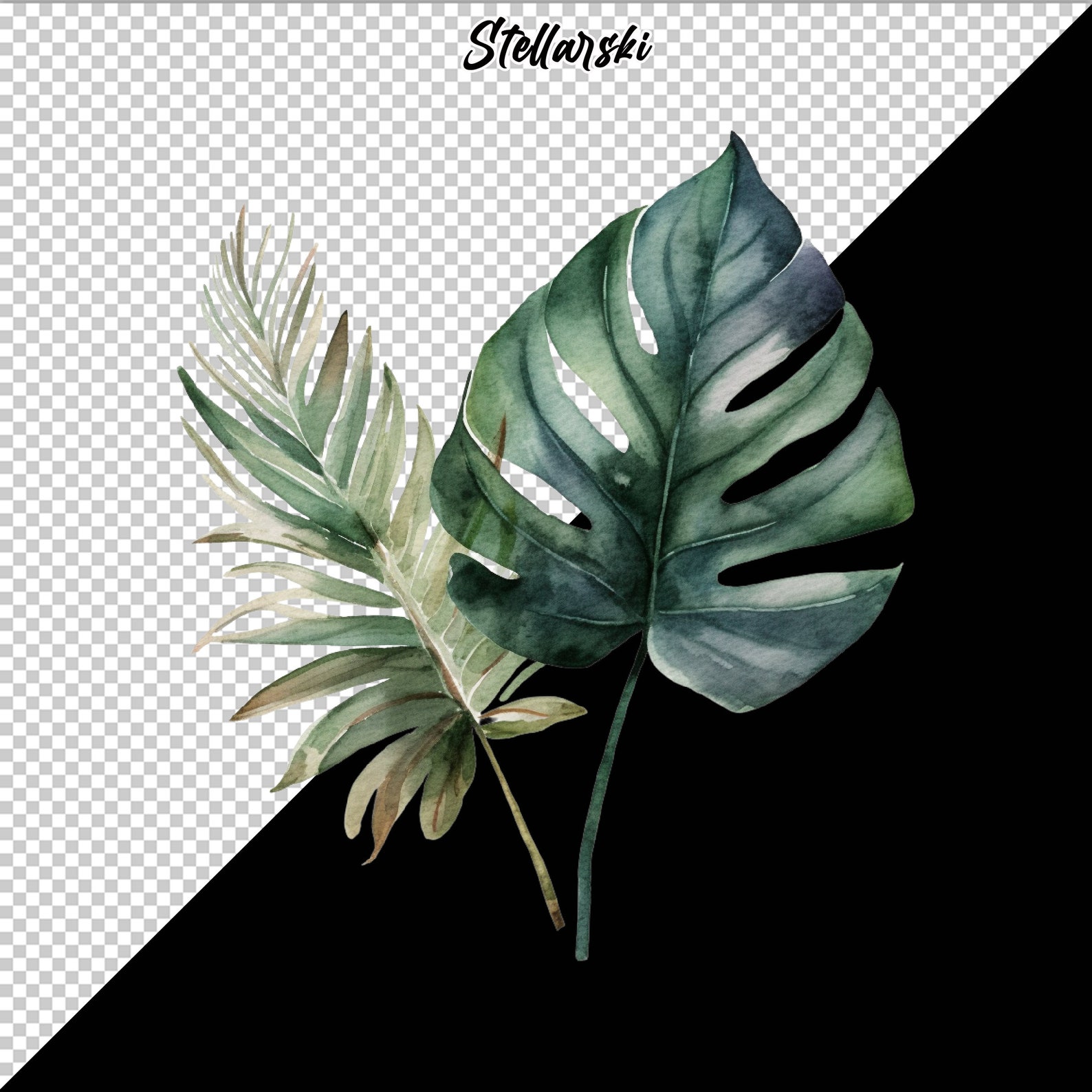 Tropical Leaves Clipart Green Jungle Leaves Green Monstera Leaves PNG ...