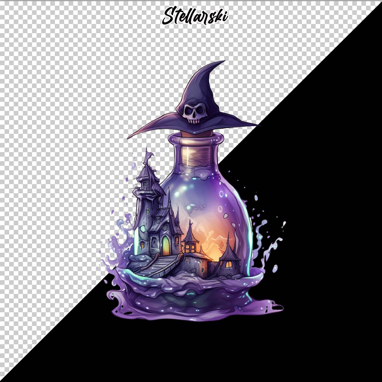 Witch Potion Bottles Clipart, Halloween Clipart, Digital Crafting ...
