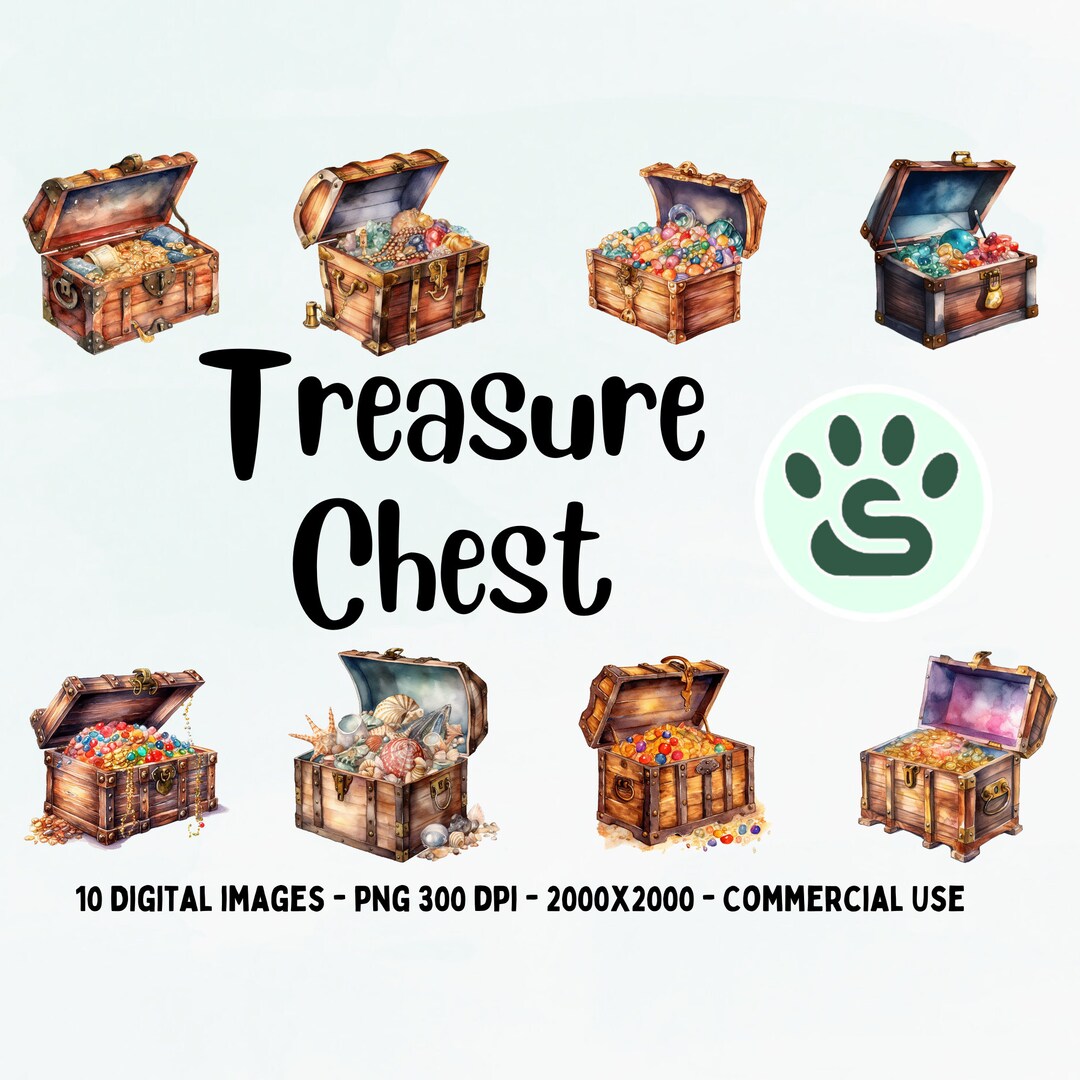 Treasure Chest PNG | Pirate Treasure Chest Clipart | Watercolor Sea ...
