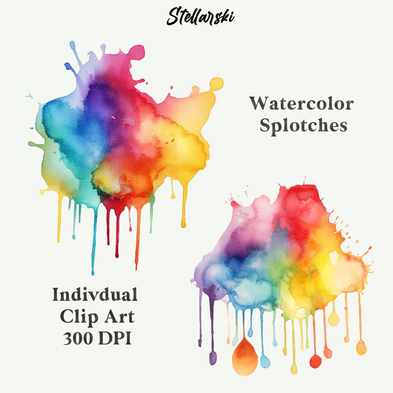 Paint Splatter PNG Colorful Splotches Clipart Cute Colorful Background ...