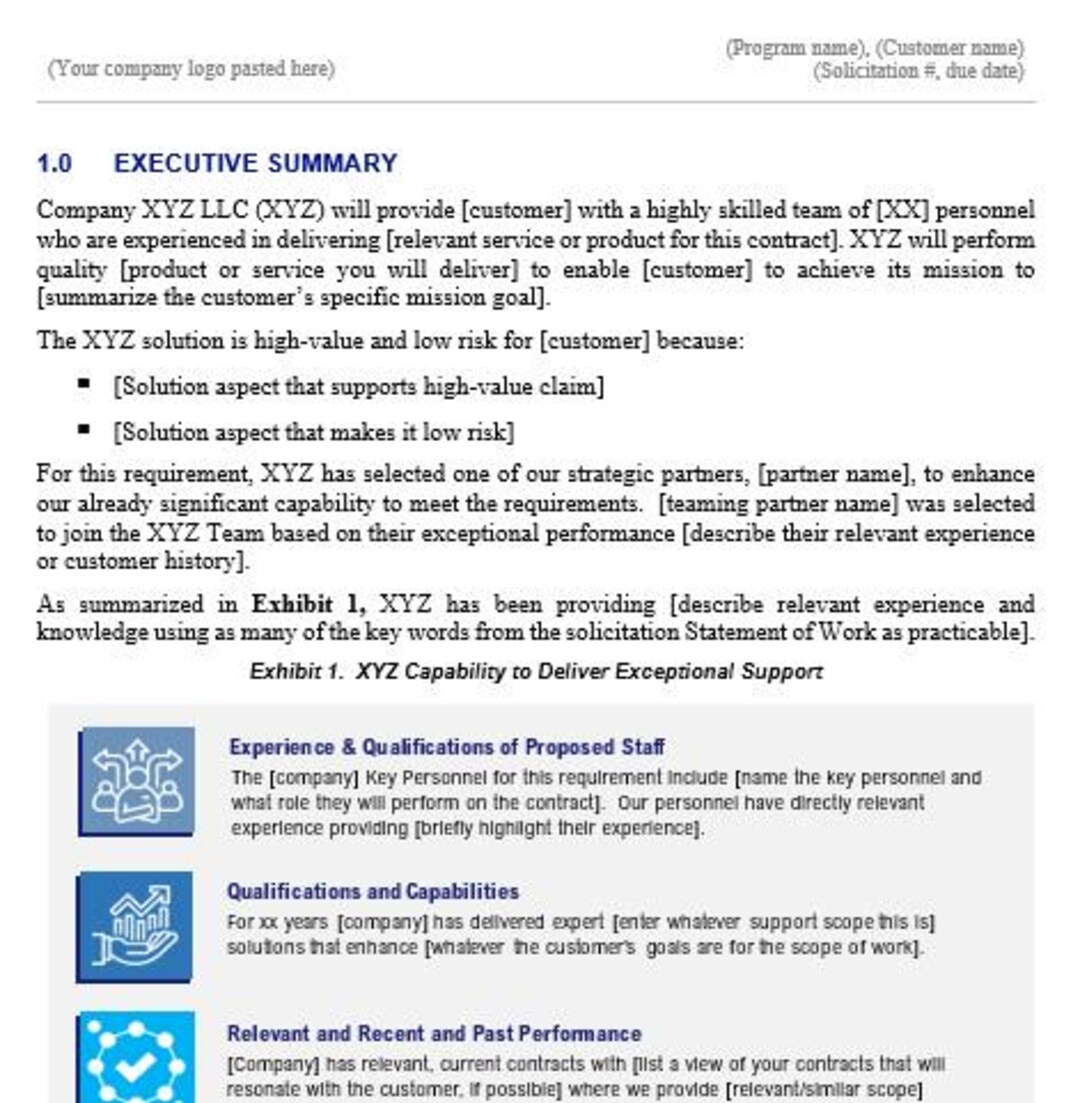 Executive Summary for Government Bid With Text and Graphics - Etsy
