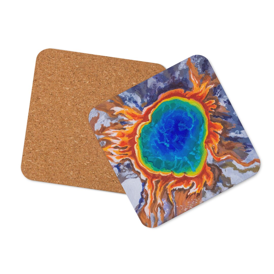 Grand Prismatic Spring Cork-back Coaster, Yellowstone National Park - Etsy