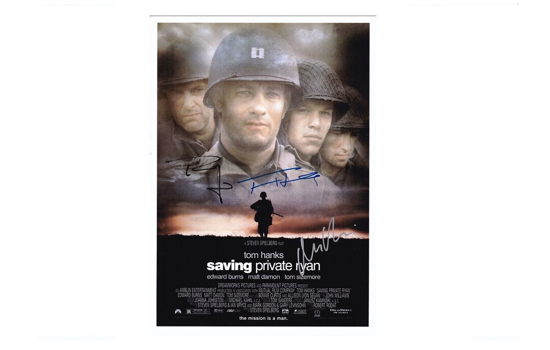 Saving Private Ryan Tom Hanks Matt Damon Tom Sizemore Hand Signed ...