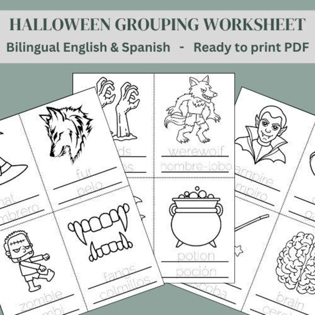 Bilingual Halloween Grouping Activity: Spanish & English Learning (PDF ...